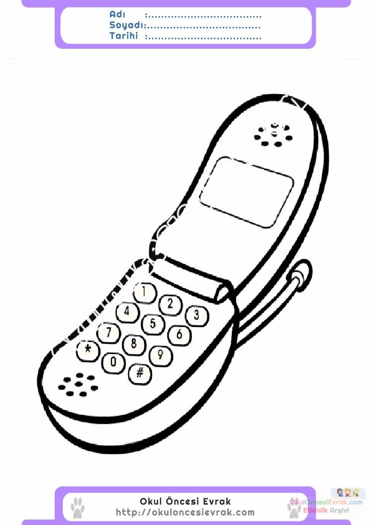 çocuklar-için-Cep-Telefonu-eşyalar-boyama-sayfası-1 | preschool activity