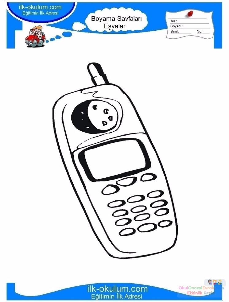 çocuklar-için-Cep-Telefonu-eşyalar-boyama-sayfası-14 | preschool activity