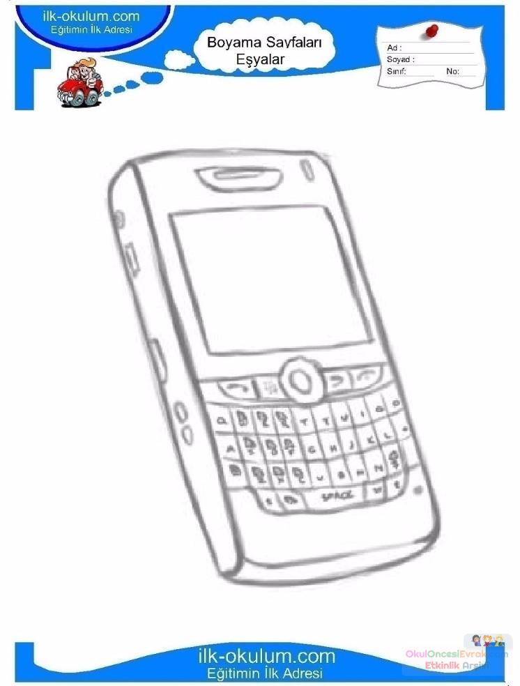 çocuklar-için-Cep-Telefonu-eşyalar-boyama-sayfası-25 | preschool activity